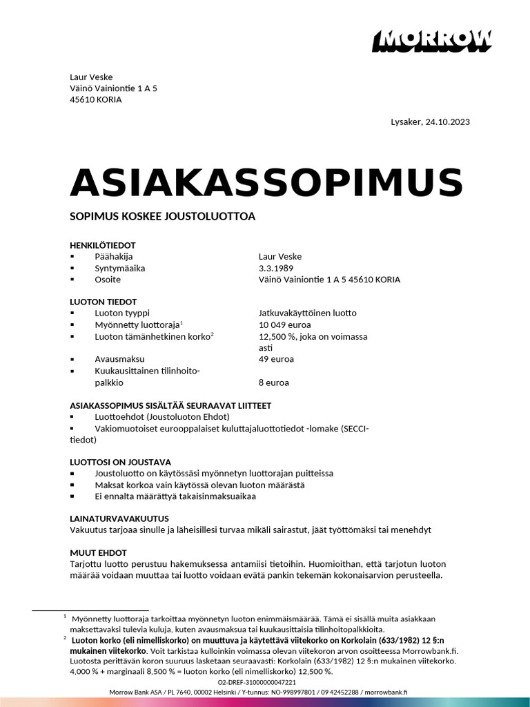 Lainasopimus | PDF