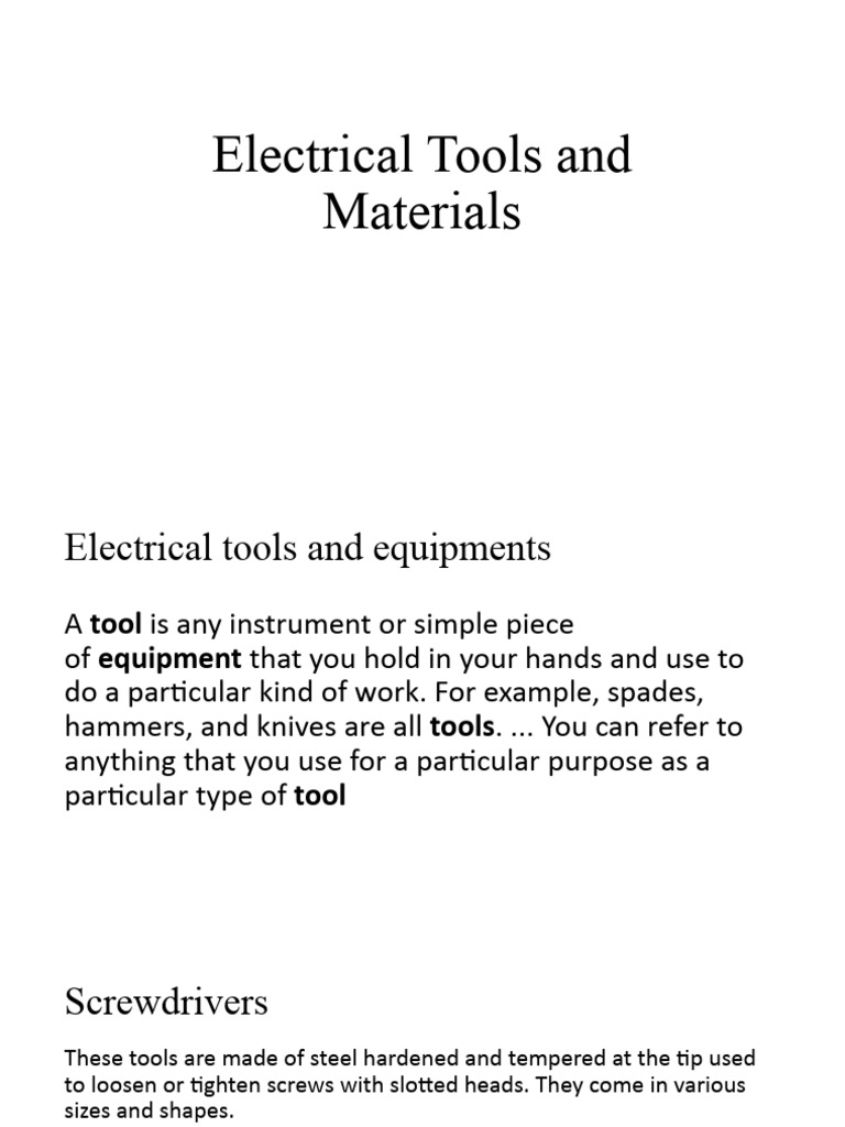 Lecture 3 Electrical Tools and Materials | PDF | Ac Power Plugs And ...