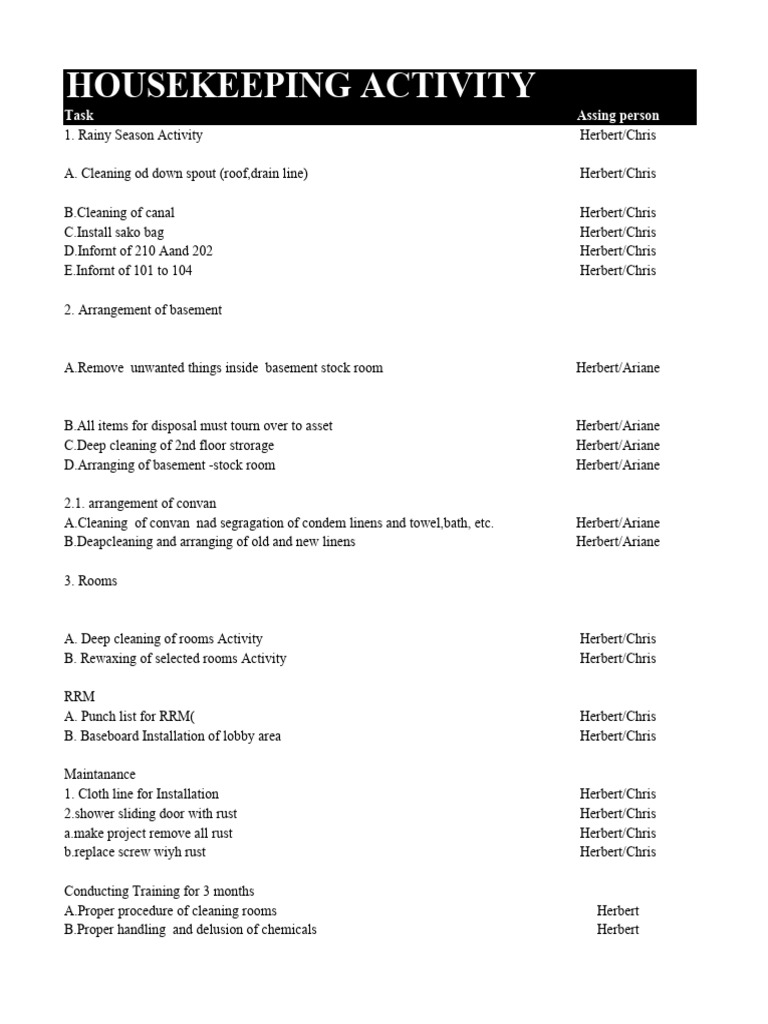 Book 2 Housekeeping Activity | Download Free PDF | Home