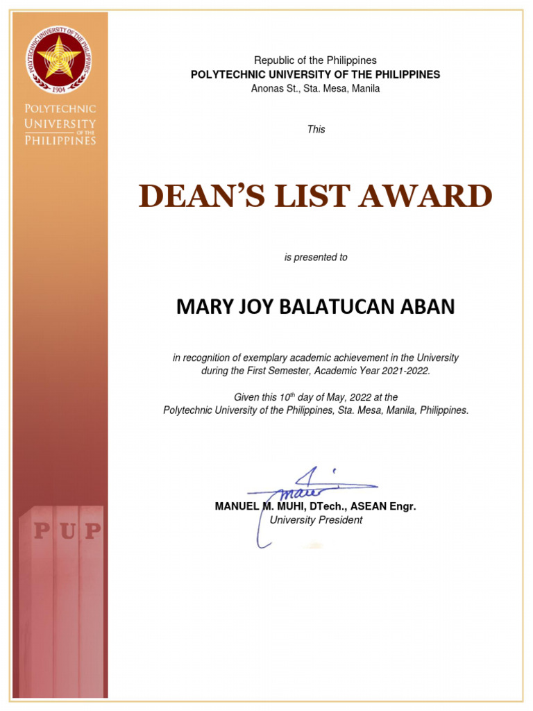 PUP Dean's List Awardees 2021-2022 | PDF | Philippines