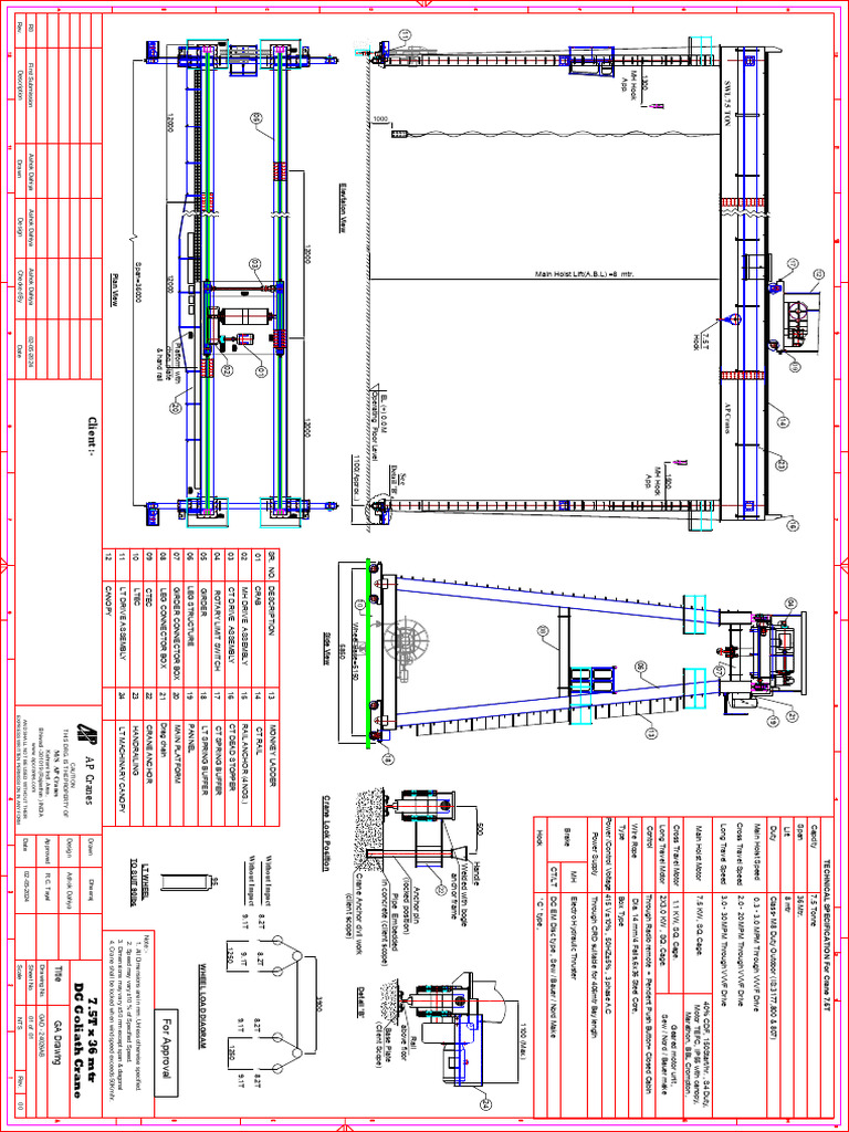 GA Drawing of 7.5T X 36mtr X (8+30) 38mtr DG Goliath Crane | PDF ...