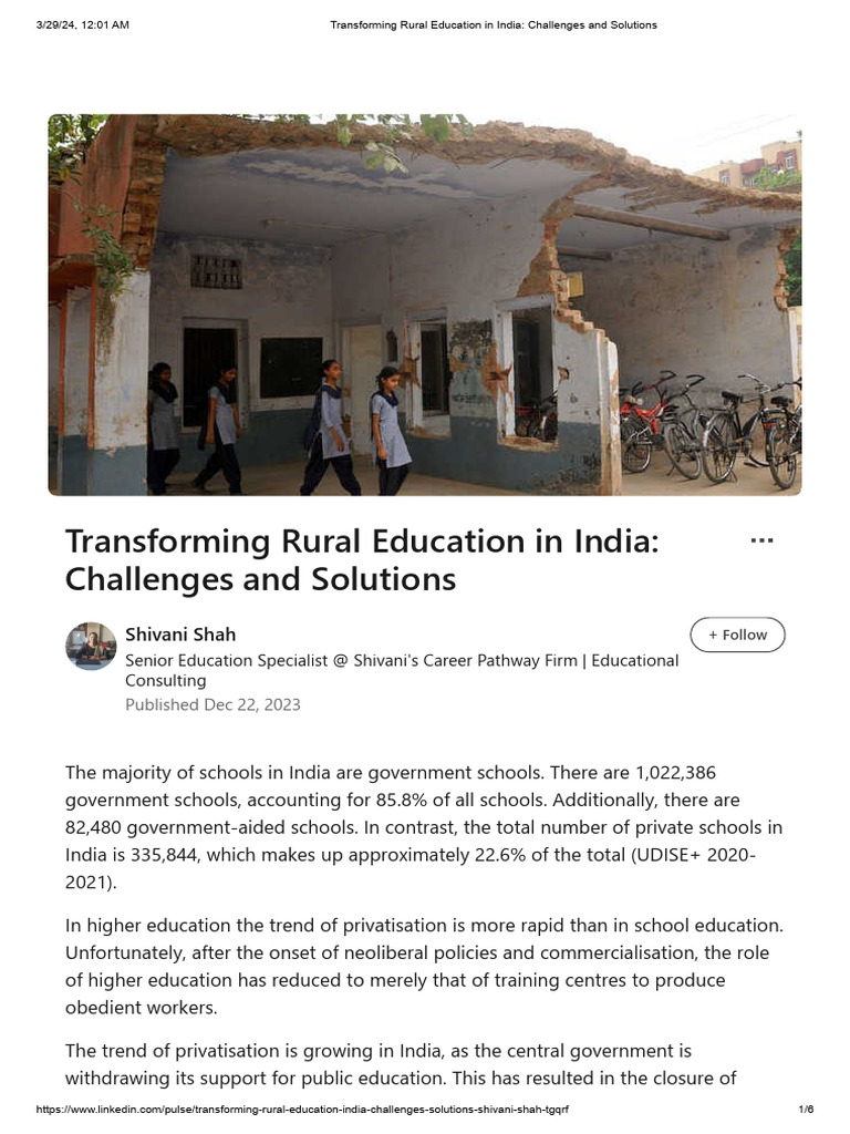 Rural Education Challenges India | PDF | Infrastructure | Economies