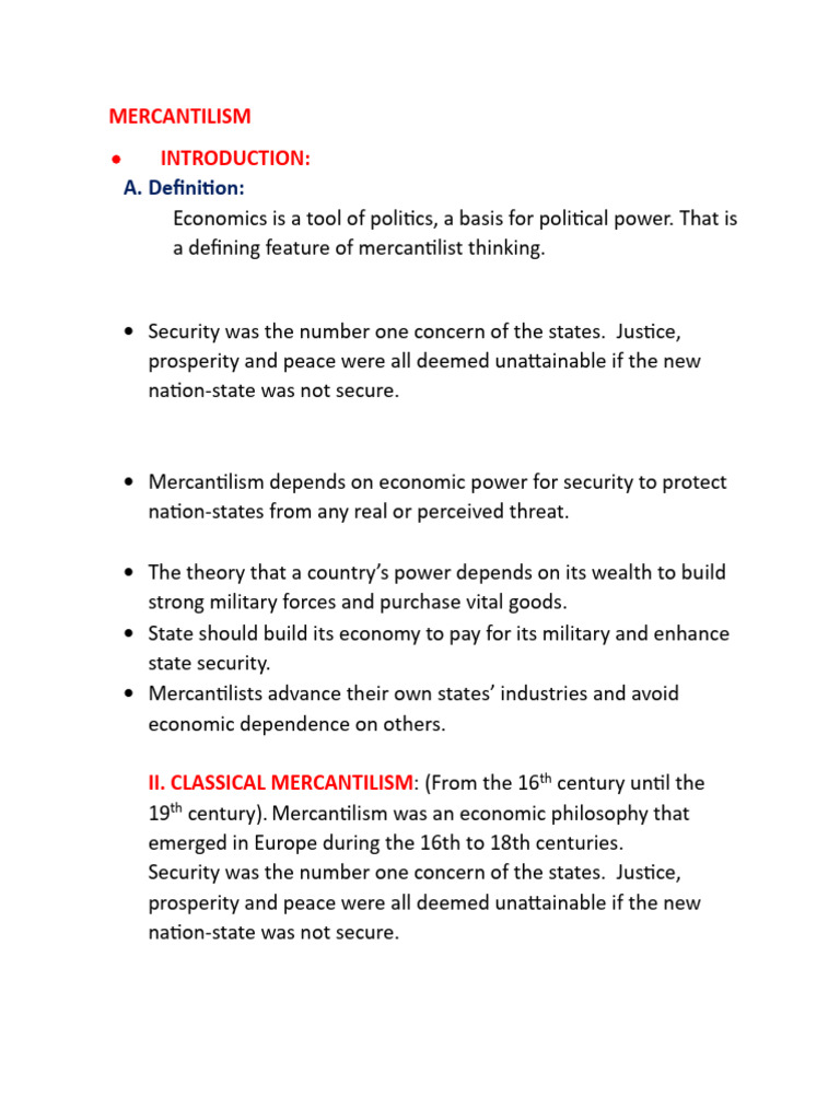 Classical and Neo-Mercantilism | PDF | Mercantilism | Free Trade