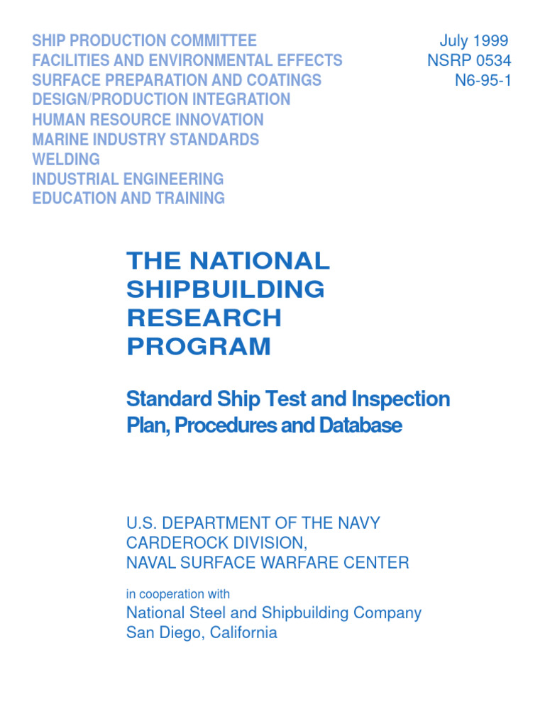 Standard Ship Test and Inspection Requirements | PDF | Naval ...
