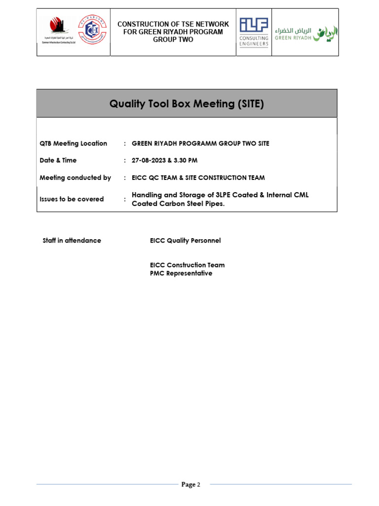 Handling and Storage of 3LPE Coated & Internal CML Coated Carbon Steel ...
