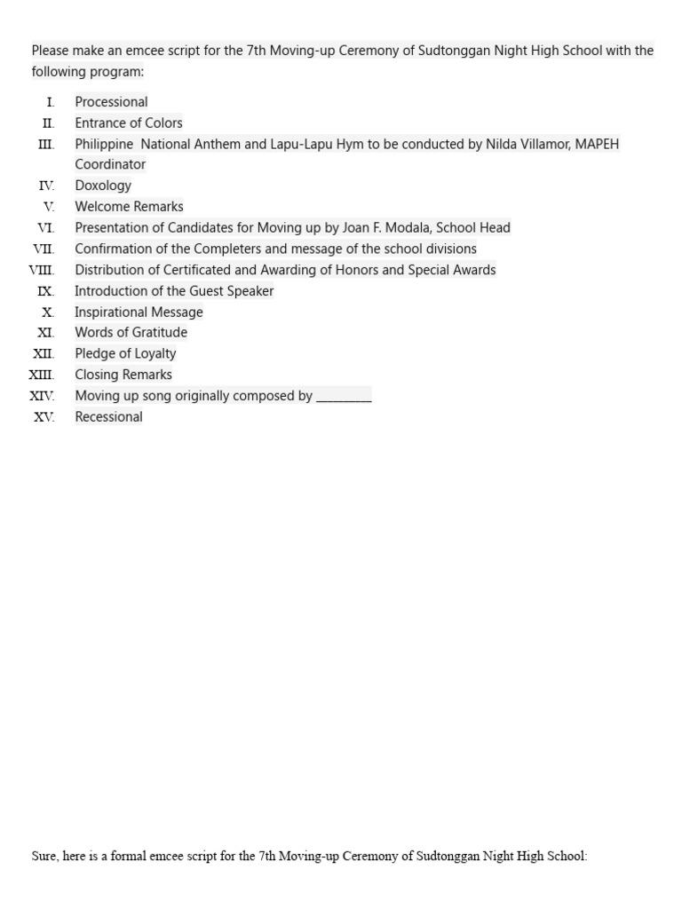 Moving Up Script | PDF