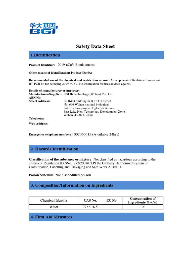 2019-nCoV MSDS | PDF | Dangerous Goods | Personal Protective Equipment