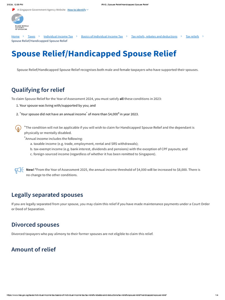 Spouse and Handicapped Spouse Relief Guide | PDF | Individual ...
