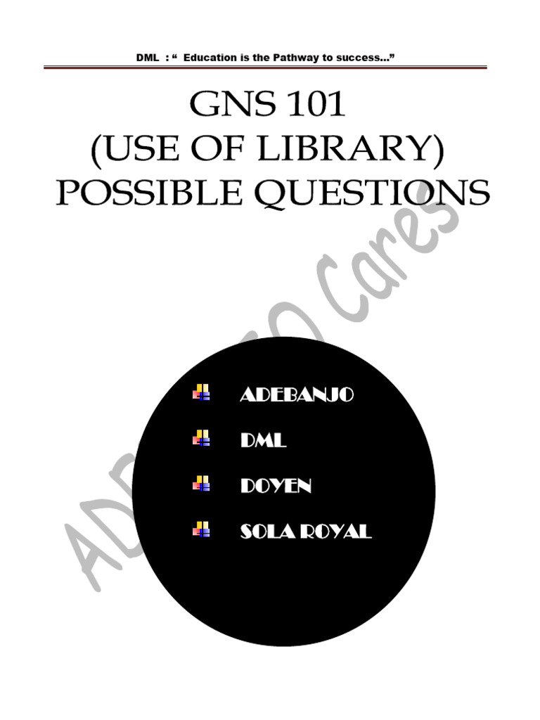 GNS 101 Questions Compiled by DML & ADEBANJO | PDF | Computer Network | Libraries