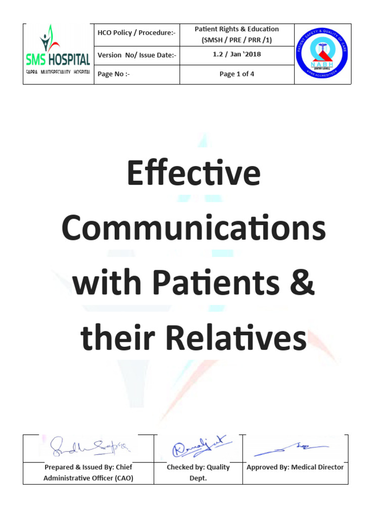 Patient Communication Policy Overview | PDF | Patient | Hospital