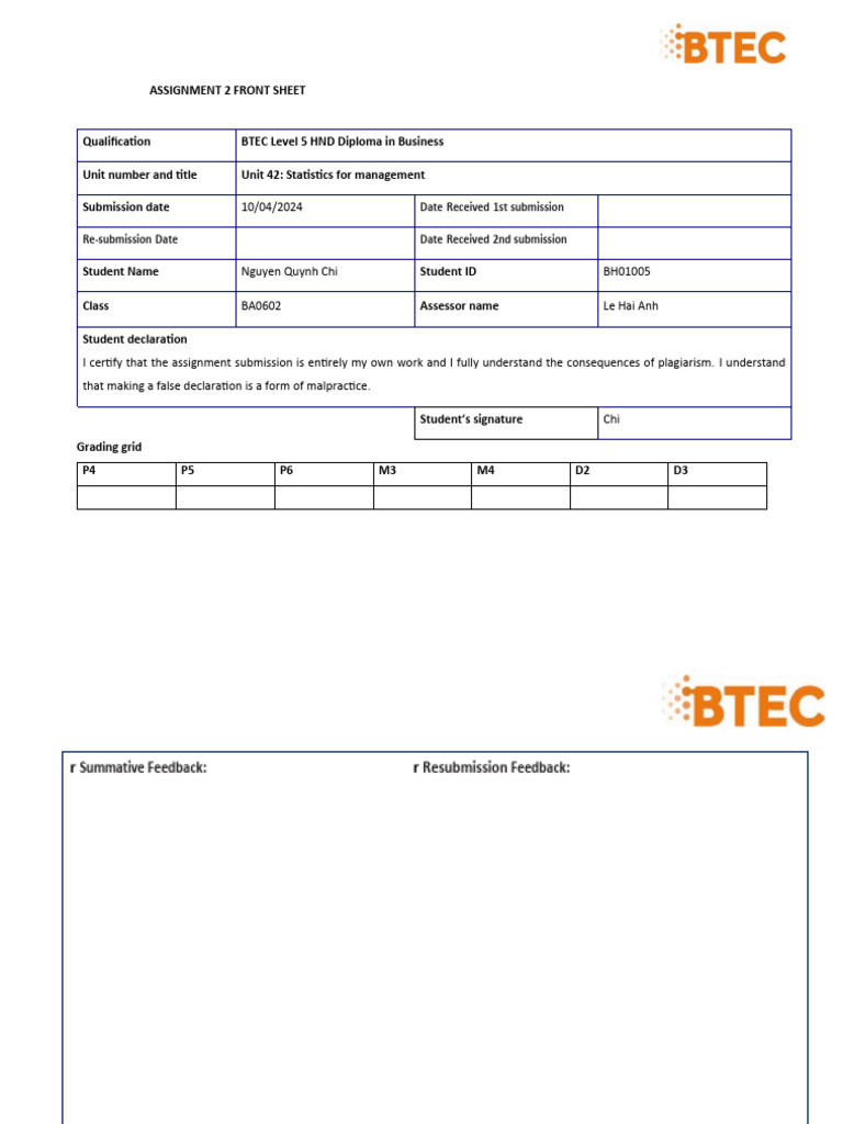 570.assignment 2 Frontsheet | PDF | Probability Distribution | Coefficient Of Variation
