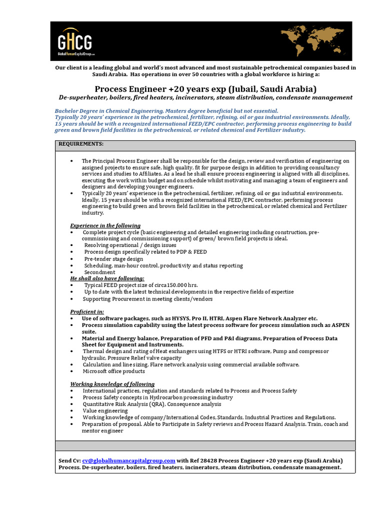 Principal Process Engineer - Process de Superheater Boilers Fired ...