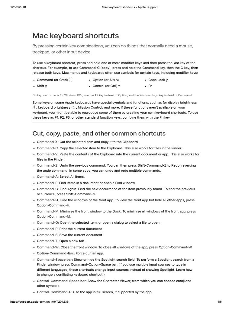 Mac keyboard shortcuts | PDF | Finder (Software) | Keyboard Shortcut