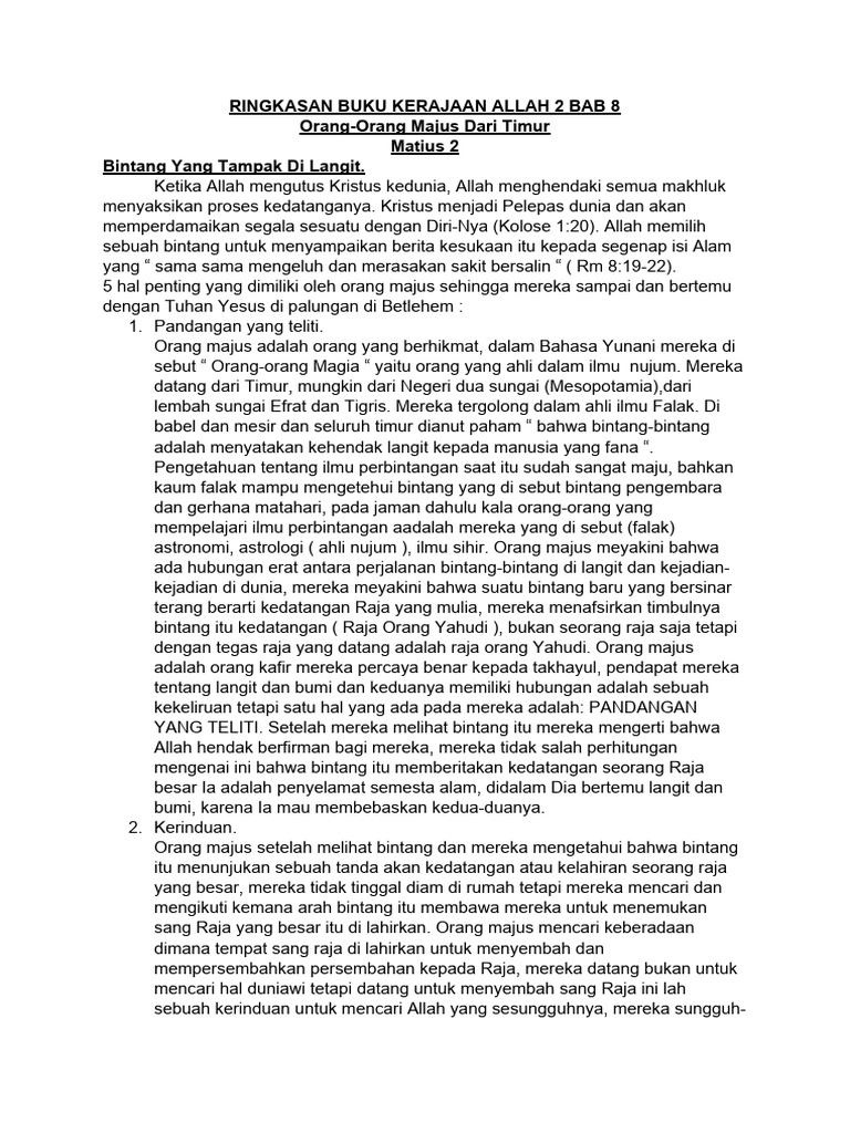 Ringkasan Buku Kerajaan Allah 2 Bab 8 | PDF