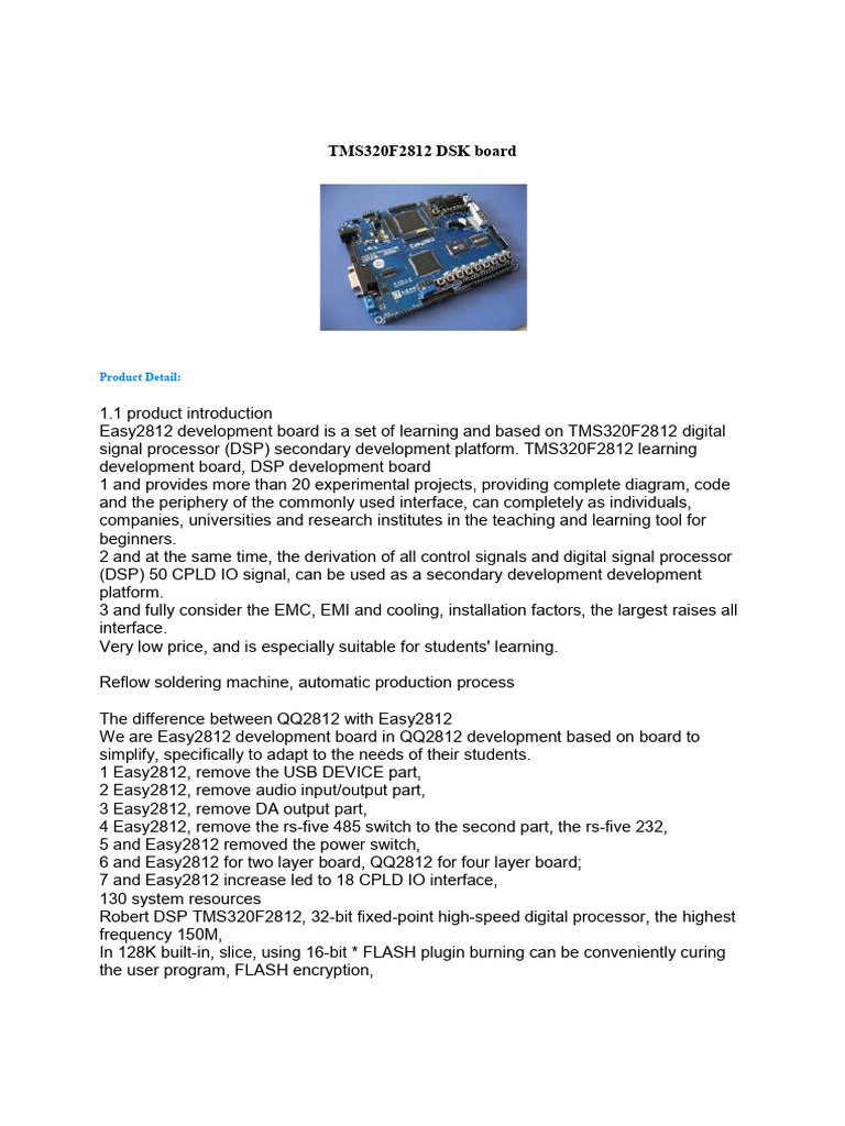 TMS320F2812 DSK Board | PDF | User Interface | Usb