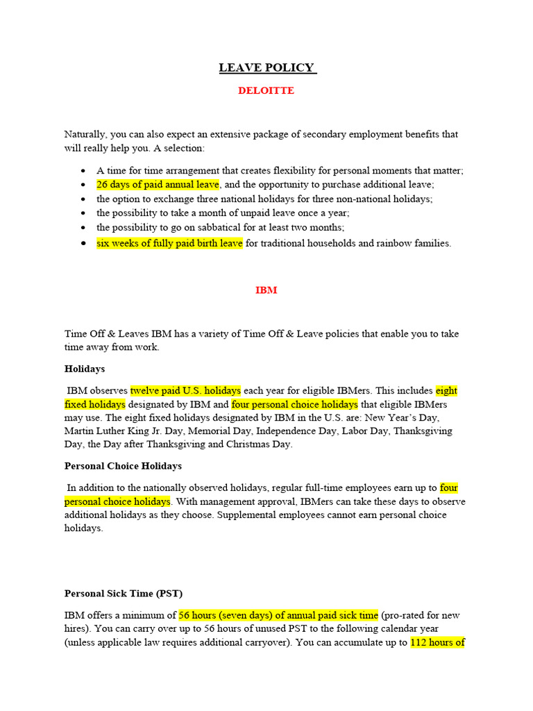 Leave Policy | PDF | Parental Leave | Employment