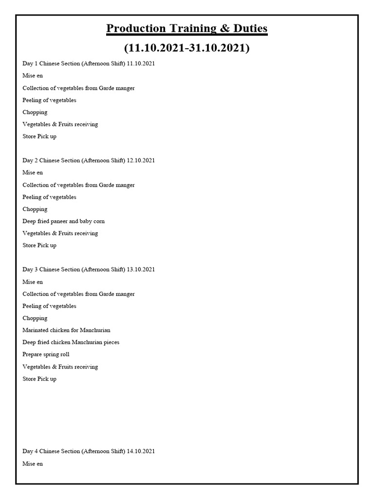 Kitchen Training & Duties | Download Free PDF | Vegetables | Food ...