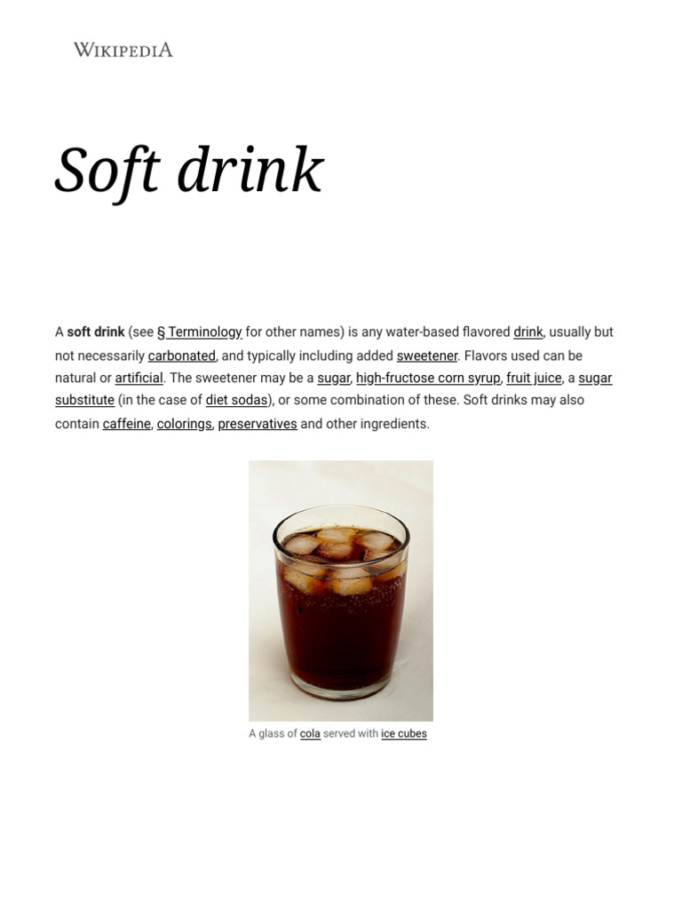 Soft Drink - Wikipedia | PDF | Soft Drink | Carbonated Water
