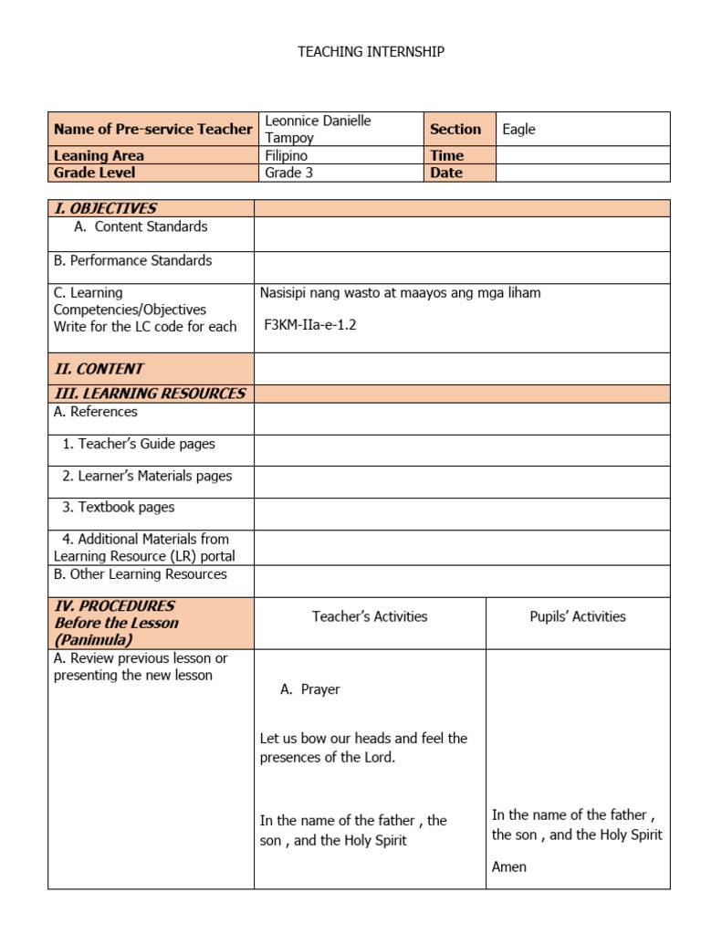 TEACHING INTERNSHIP-demo | PDF | Learning