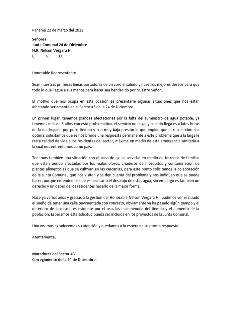 Carta Junta Comunal | PDF