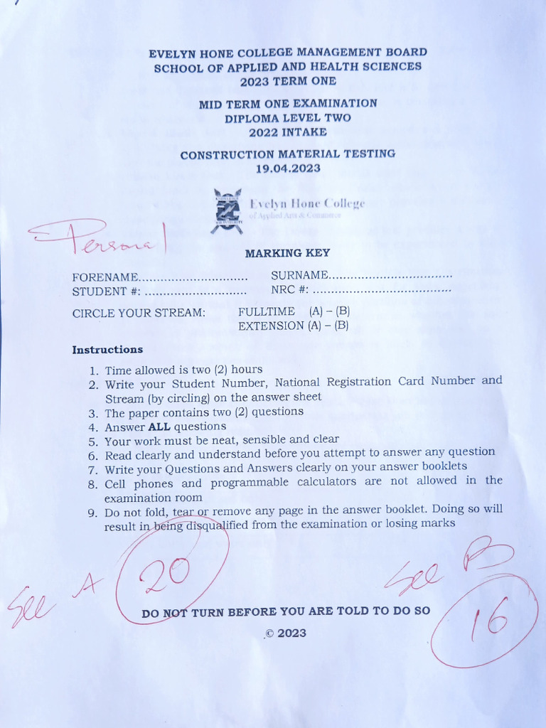 CMT Marking Key | PDF | Science & Mathematics
