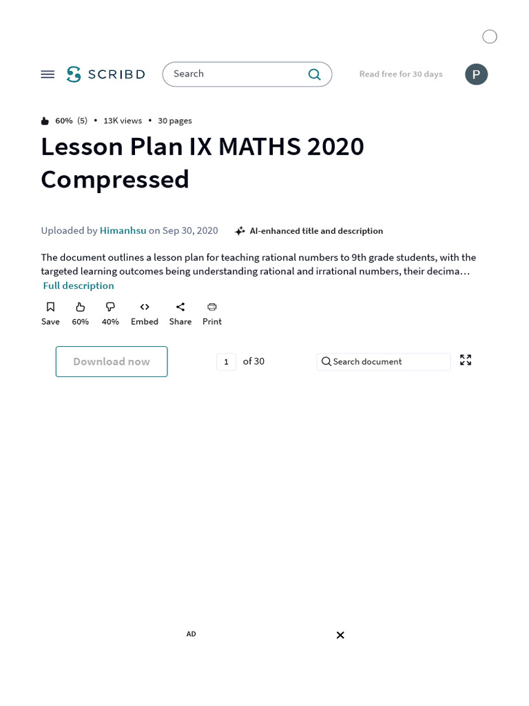 Lesson Plan IX MATHS 2020 Compressed - PDF - Axiom - Triangle | PDF | Scribd