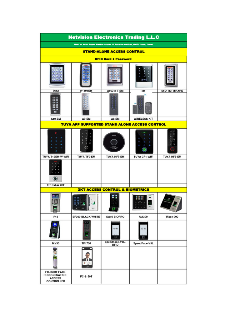 Netvision Electronics Trading Access Control Systems | PDF | Access Control | Radio Frequency ...