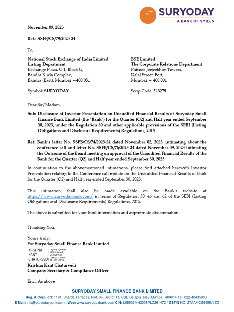 SSFB Intimation Investors Presentation | PDF | Financial Services ...