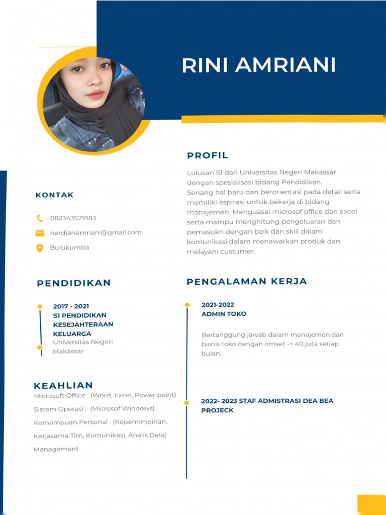 CV Lamaran Rini Amriani | PDF