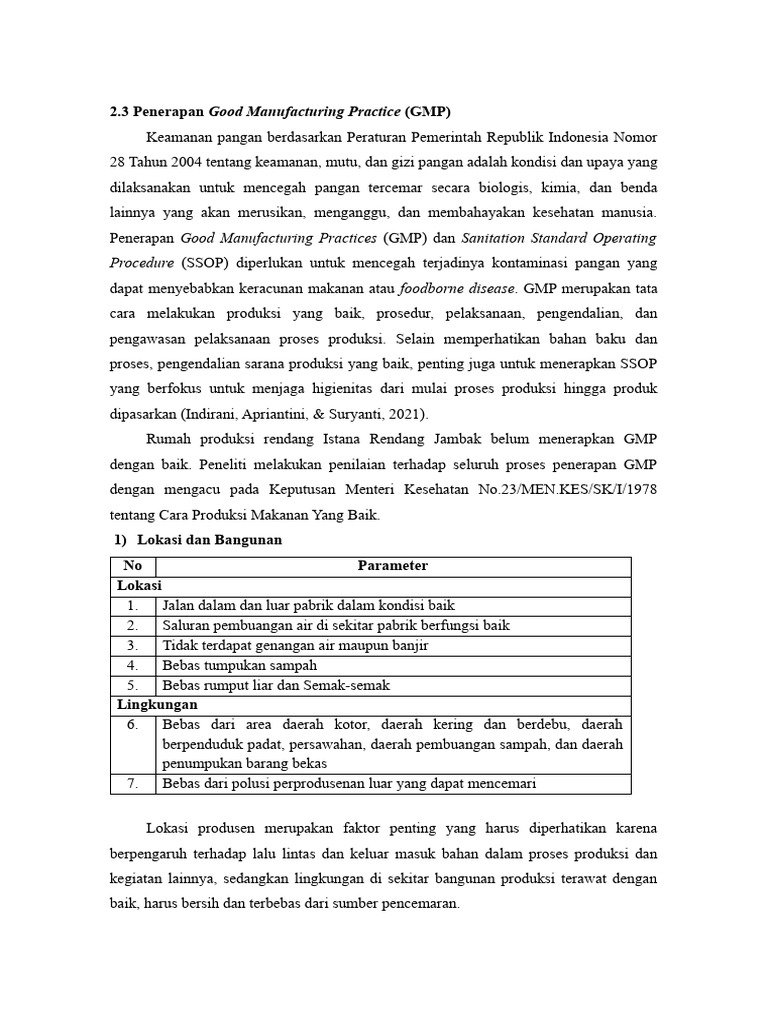 Penerapan GMP di Istana Rendang | PDF | Griya & Taman