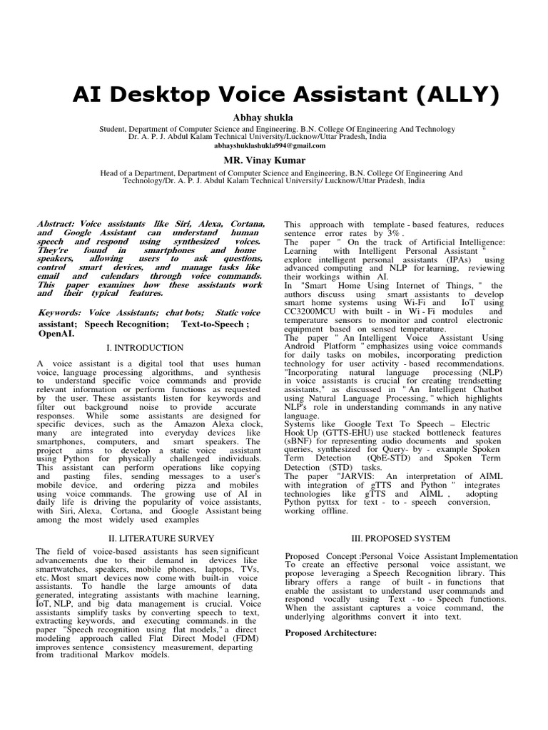 Voice Assistant Using Artificial Intelligence IJERTV11IS050242 | PDF ...