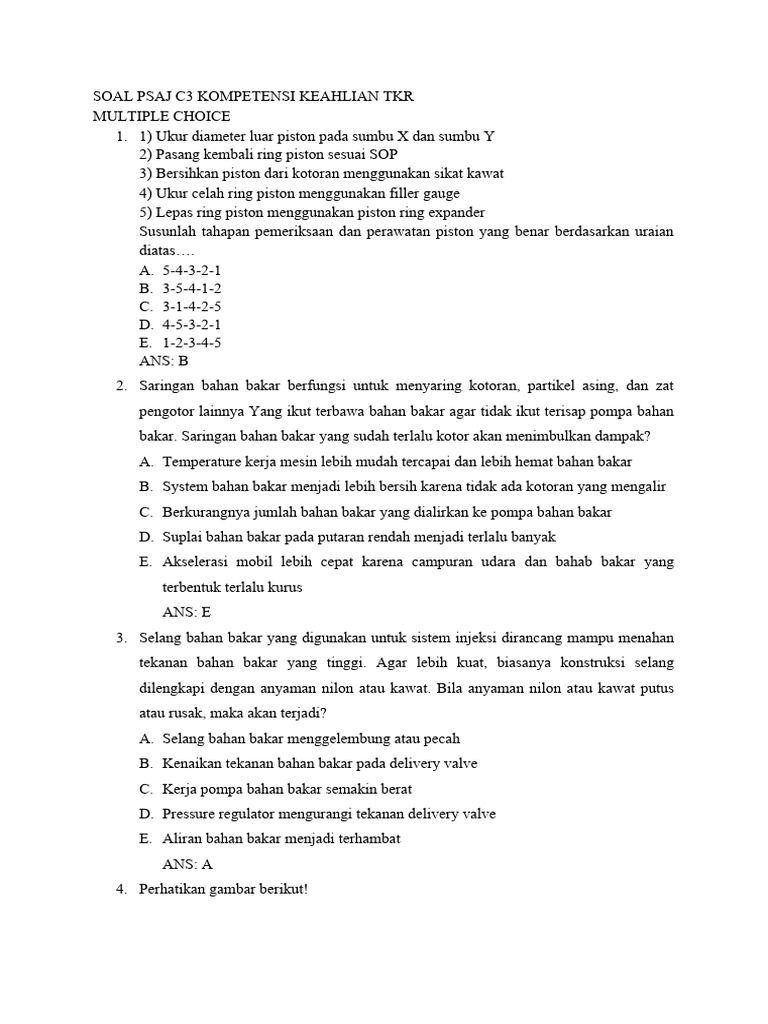 Soal Ujian Keahlian TKR dan Solusinya | PDF