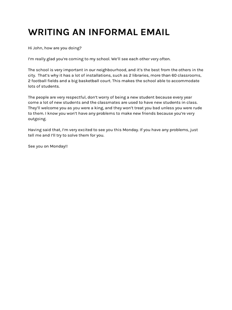 Writing An Informal Email | PDF