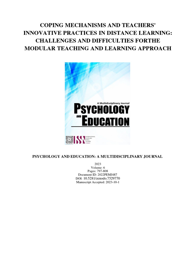 Coping Mechanisms and Teachers' Innovative Practices in Distance ...