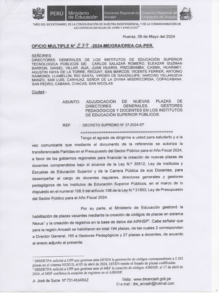 Oficio Multiple #239 | PDF