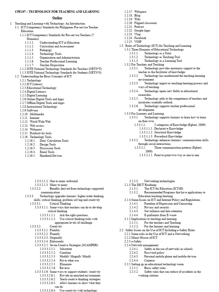 CPE107 Outline | Download Free PDF | Educational Technology | Learning