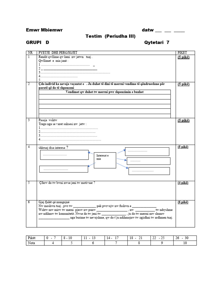 Test 33 GGRR DD Qytetari77 | PDF
