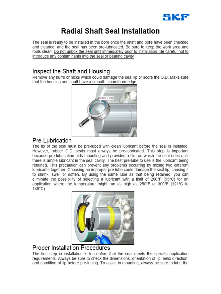 Seal Installation Checklist | Download Free PDF | Bearing (Mechanical ...