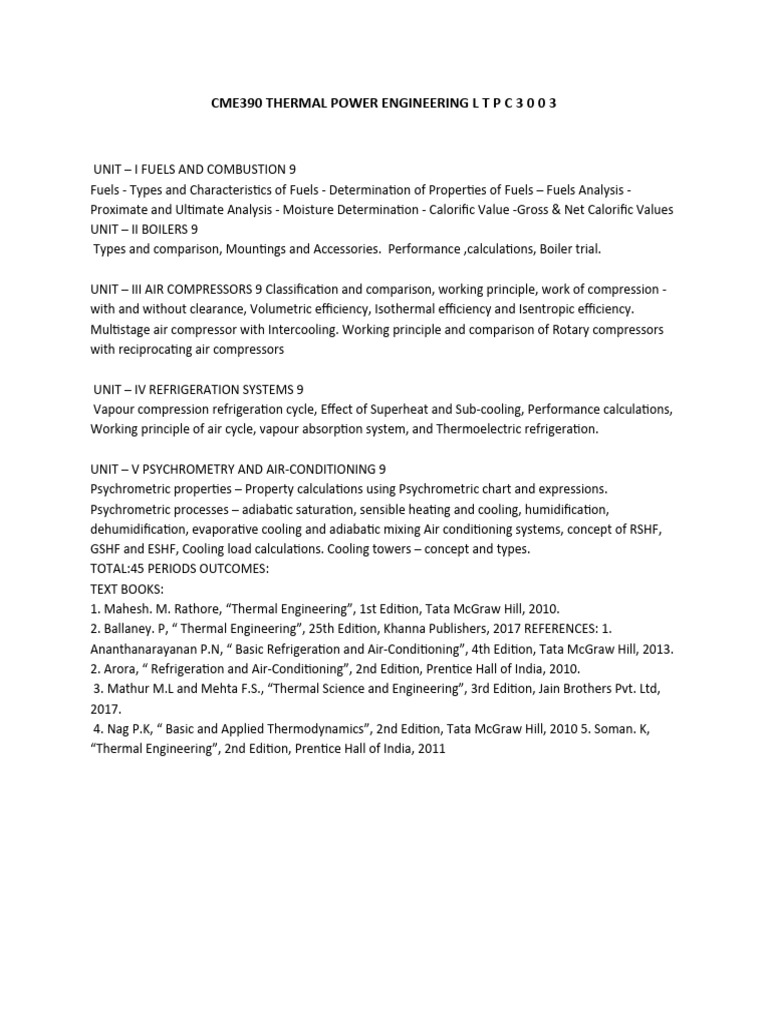 Cme390 Thermal Power Engineering L T P C 3 0 0 3 | PDF