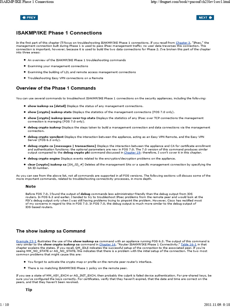 VPN Debug ISAKMP - IKE Phase 1 Connections | PDF | Network Protocols ...