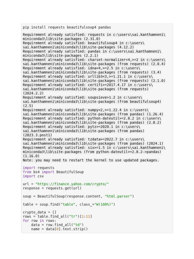 Webscrapping | PDF | Comma Separated Values | System Software