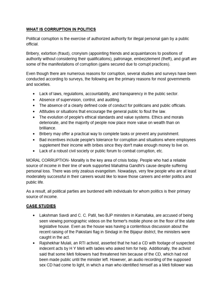 Understanding Political Corruption | PDF | Corruption | Government Of India