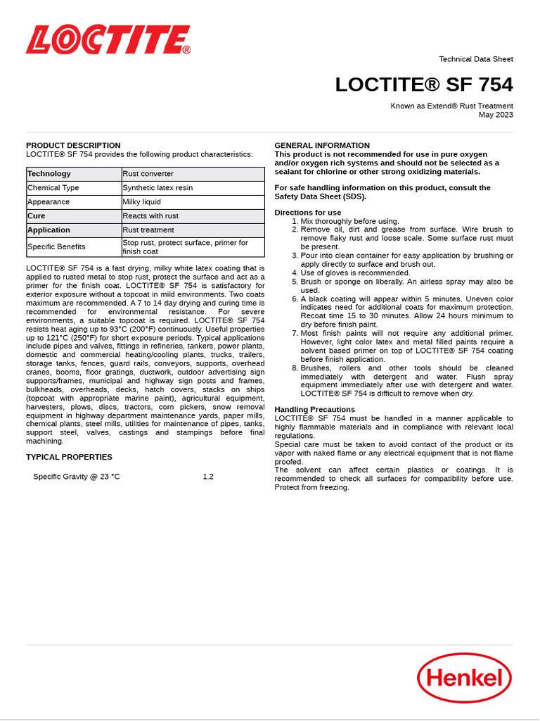 LOCTITE SF 754 en - GL | PDF | Rust | Paint