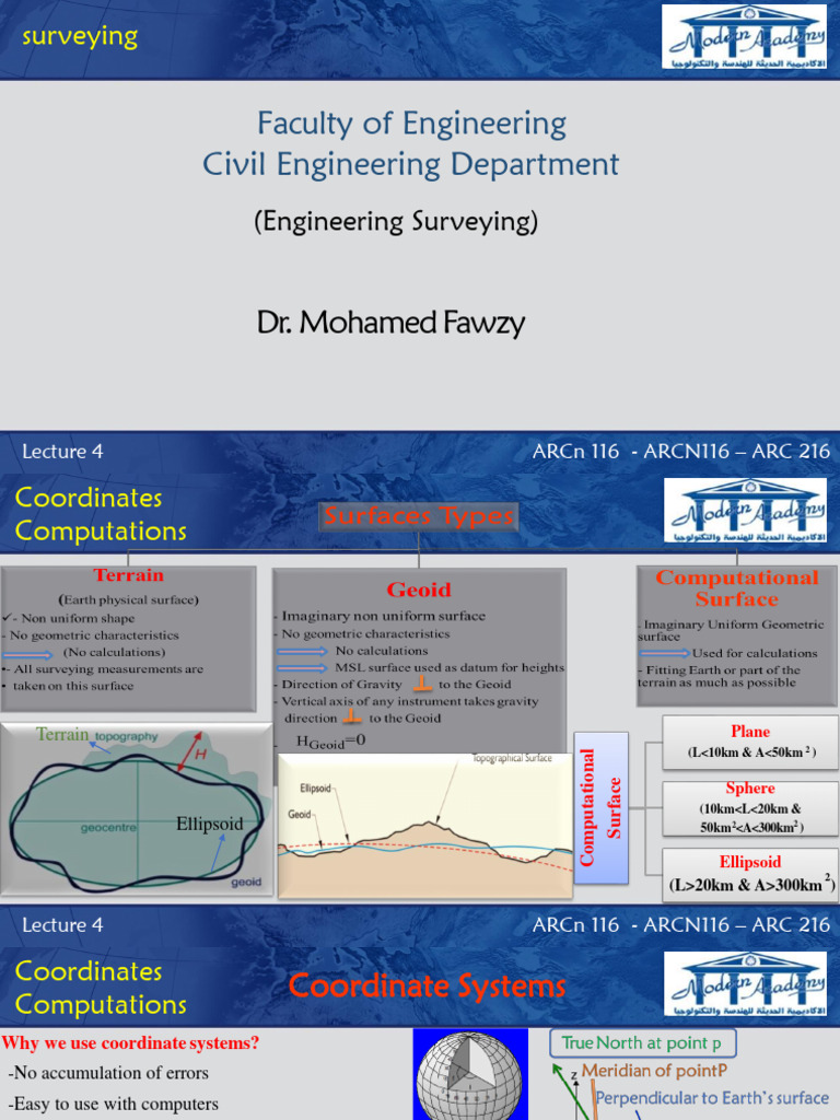 Lecture 4 Surveying | PDF | Coordinate System | Surveying