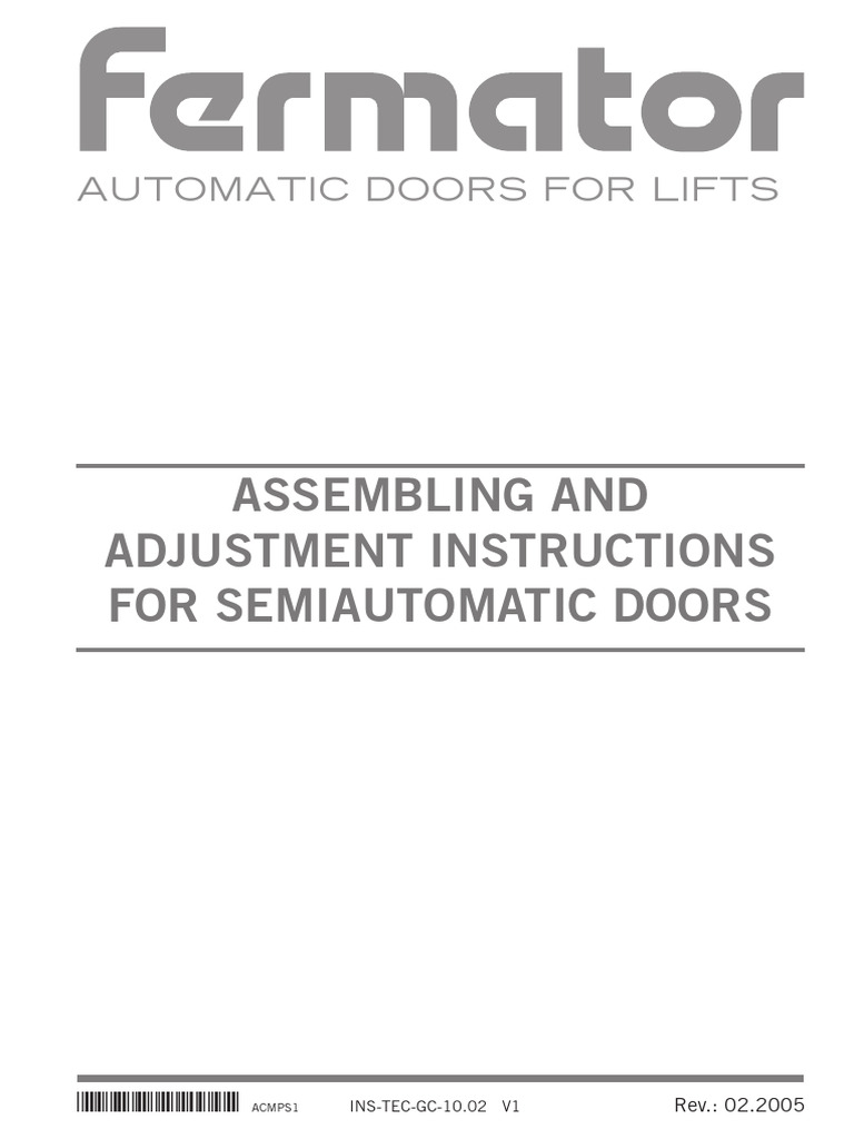 Fermator Hinged Doors. Installation Manual | PDF | Door | Motor Vehicle