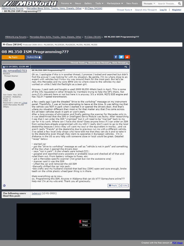 08 ml350 Ism Programming - Mbworld - Org Forums | PDF | Motor Vehicle ...