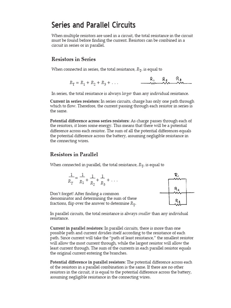 Parallel And Series Circuit G12 Stem Pdf Series And Parallel Circuits Electrical