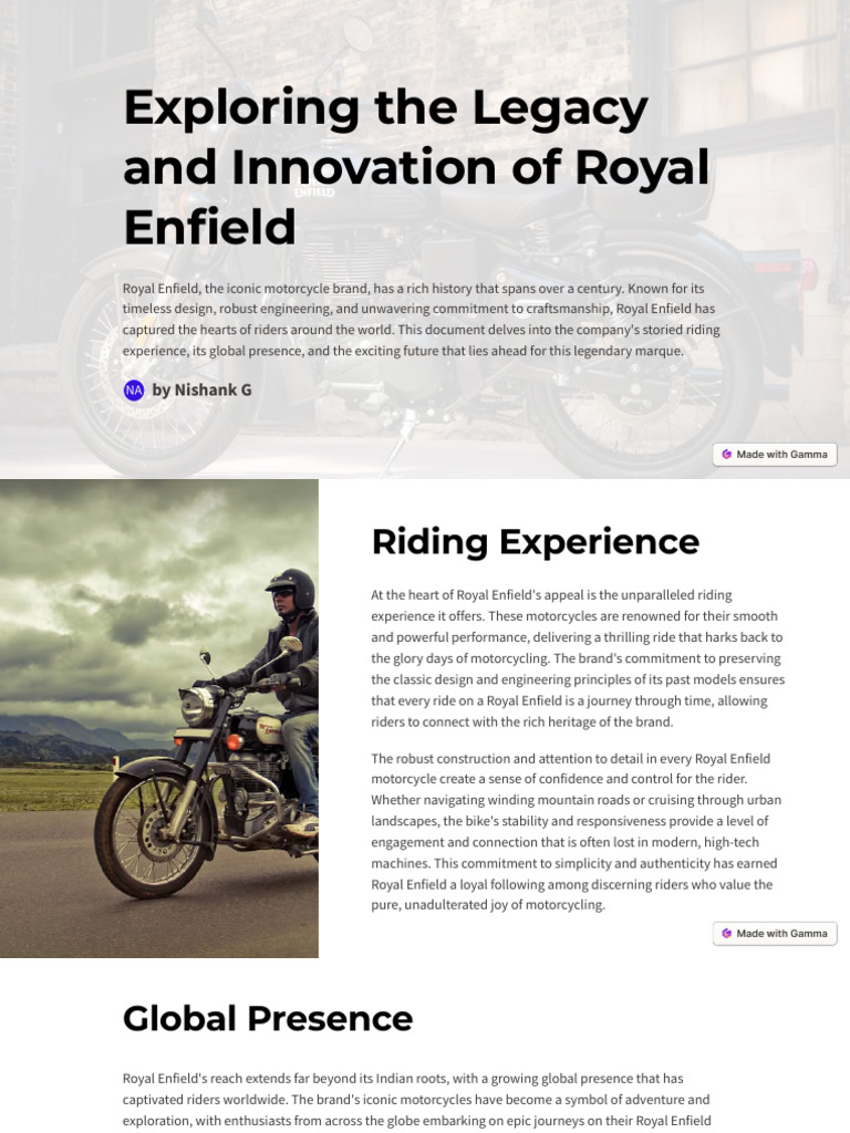 Exploring The Legacy and Innovation of Royal Enfield | PDF | Brand ...
