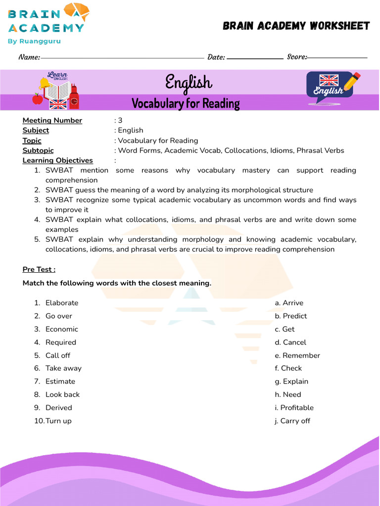 UTBK3-Word Forms, Academic Vocab, Collocations, Idioms, Phrasal Verbs ...