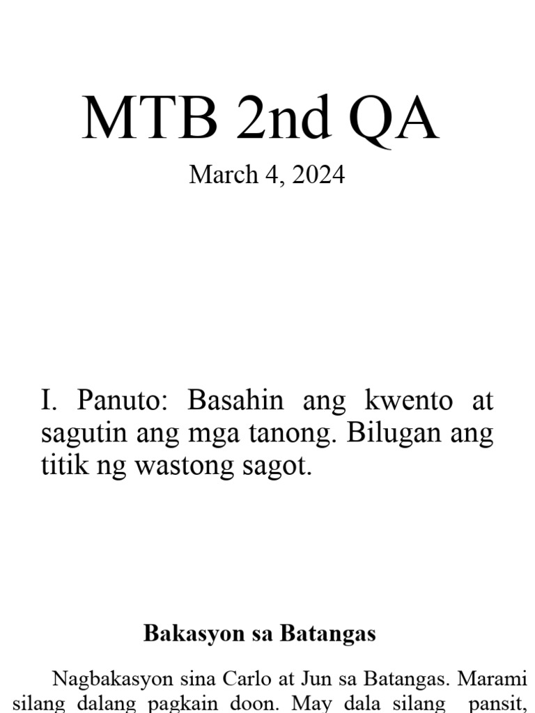 MTB 2nd QA | PDF